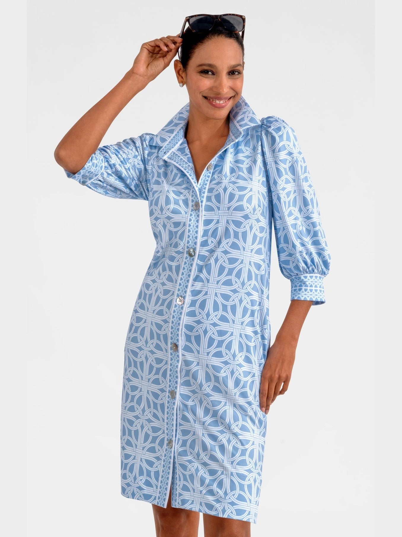 Gretchen Scott Swagger Dress- Periwinkle Ring Toss – Bo & Company